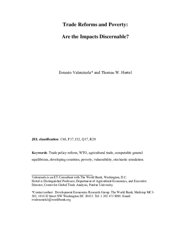 (PDF) Trade reforms and poverty: Are the impacts discernable?