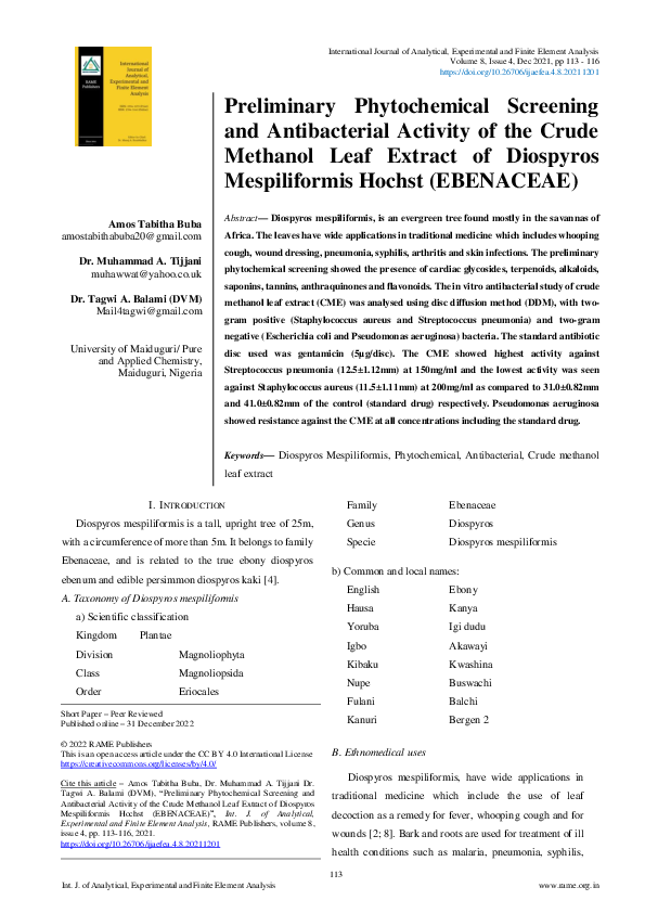 Pdf Preliminary Phytochemical Screening And Antibacterial Activity Of
