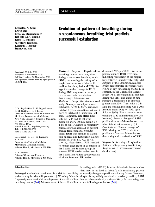 (PDF) Evolution of pattern of breathing during a spontaneous breathing trial predicts successful ...