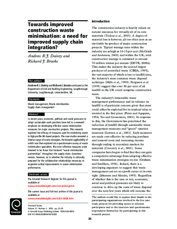 (PDF) Towards improved construction waste minimisation: a need for ...