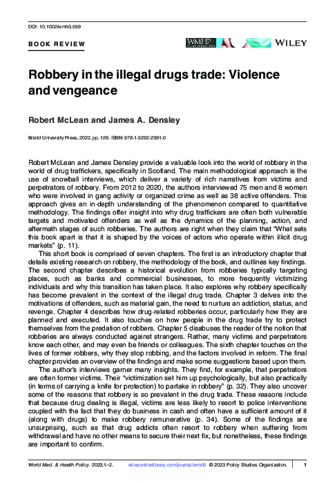 (PDF) Book Review: Robbery in the Illegal Drugs Trade: Violence and ...