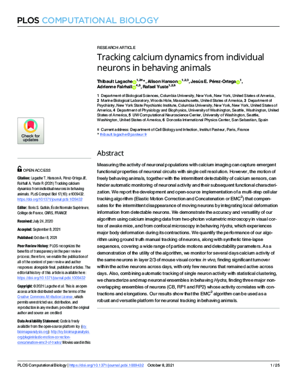 (PDF) Tracking calcium dynamics from individual neurons in behaving ...