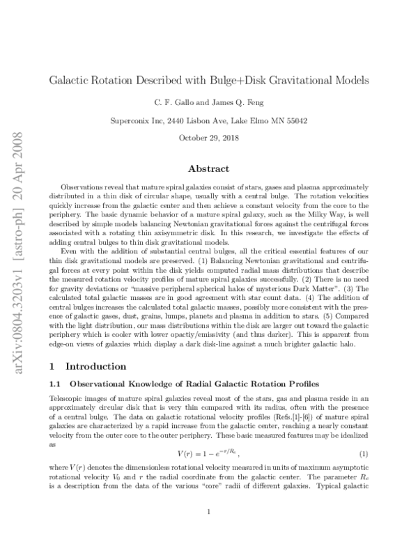 (PDF) Galactic Rotation Described with Thin-Disk Gravitational Model