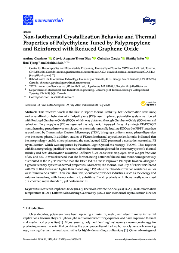 (PDF) Non-Isothermal Crystallization Behavior and Thermal Properties of Polyethylene Tuned by ...