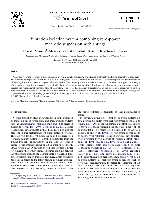 (PDF) Vibration isolation system combining zero-power magnetic suspension with springs