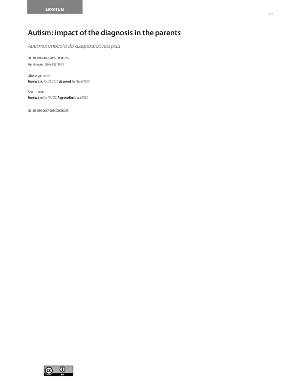 (PDF) Autism: impact of the diagnosis in the parents