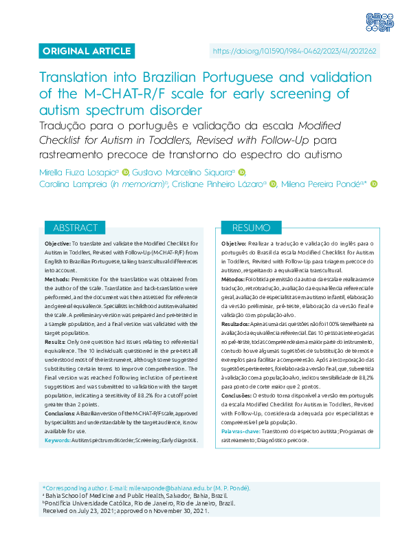 (PDF) Translation into Brazilian Portuguese and validation of the M ...