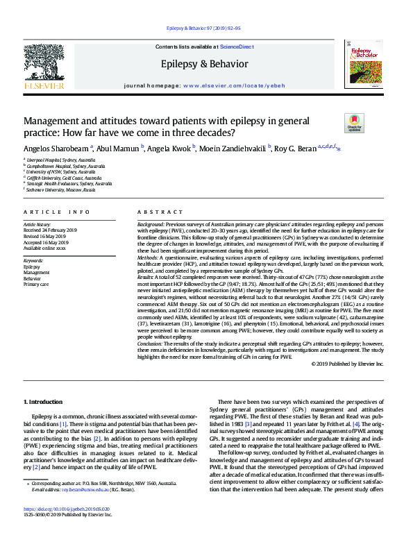 (PDF) Management and attitudes toward patients with epilepsy in general practice: How far have ...