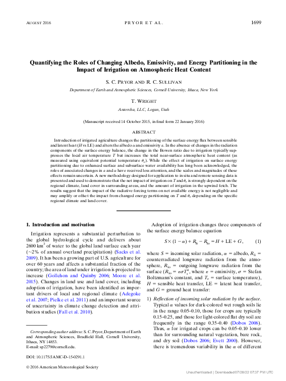 (PDF) Quantifying the Roles of Changing Albedo, Emissivity, and Energy Partitioning in the ...