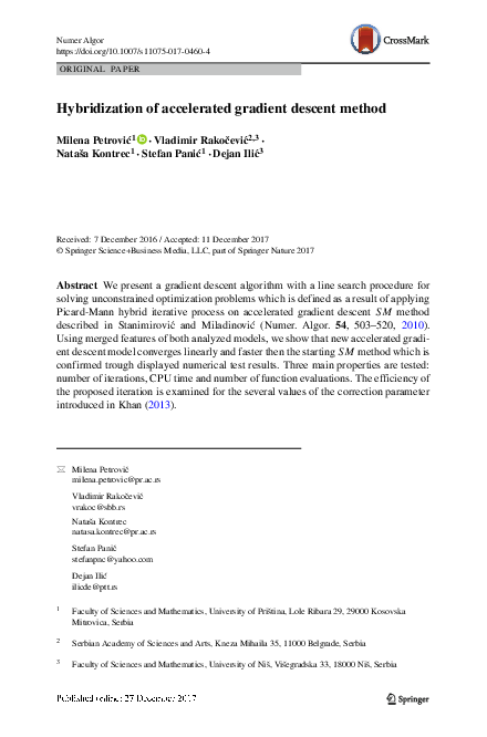 (PDF) Hybridization of accelerated gradient descent method