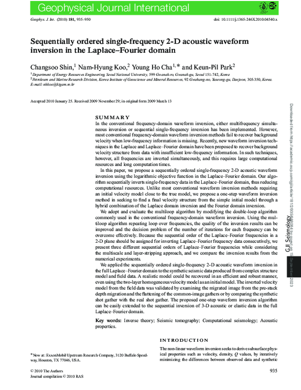 (PDF) Sequentially ordered single-frequency 2-D acoustic waveform ...