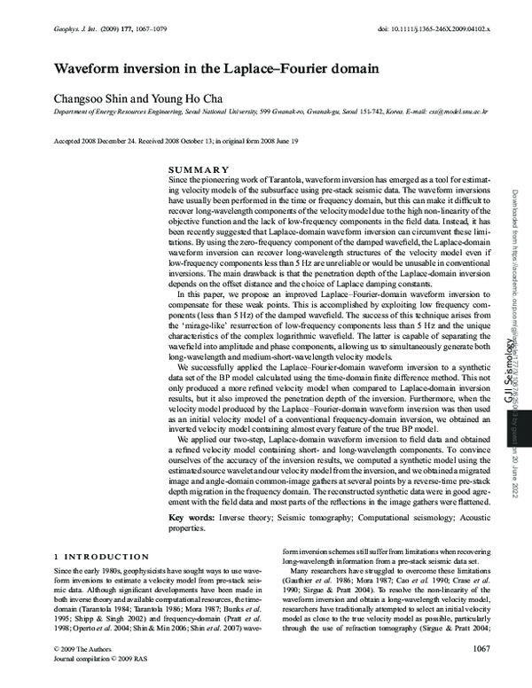 (PDF) Waveform inversion in the Laplace-Fourier domain