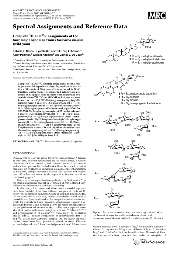 (PDF) Complete1H and13C assignments of the four major saponins ...