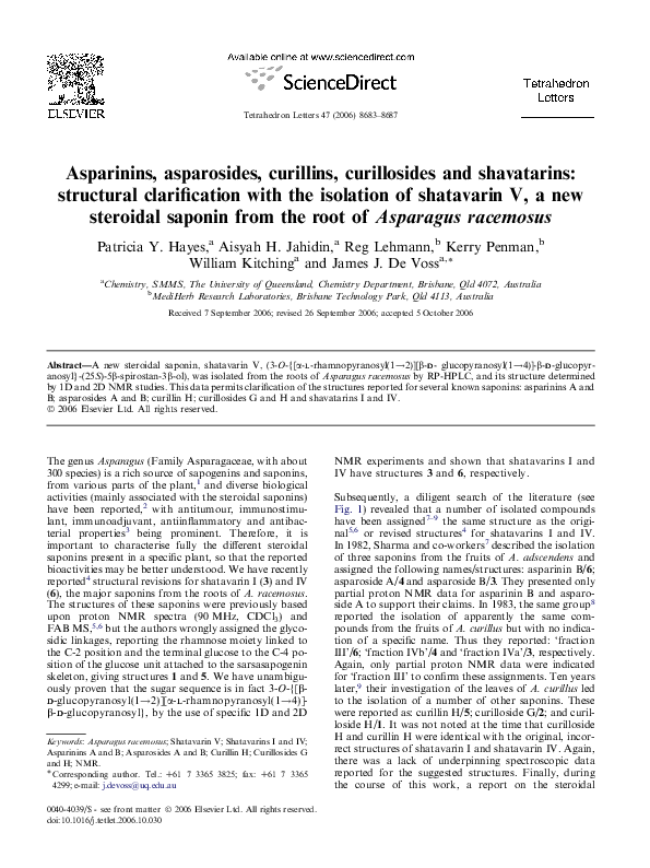 (PDF) Asparinins, asparosides, curillins, curillosides and shavatarins ...