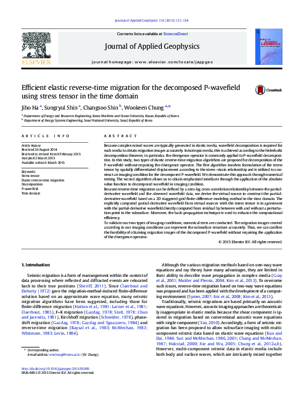 (PDF) Efficient elastic reverse-time migration for the decomposed P-wavefield using stress ...