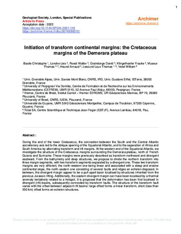 (PDF) Initiation of transform continental margins: the Cretaceous ...