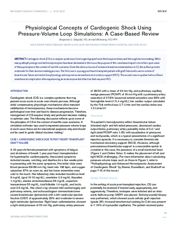 (PDF) Physiological Concepts of Cardiogenic Shock Using Pressure-Volume Loop Simulations: A Case ...