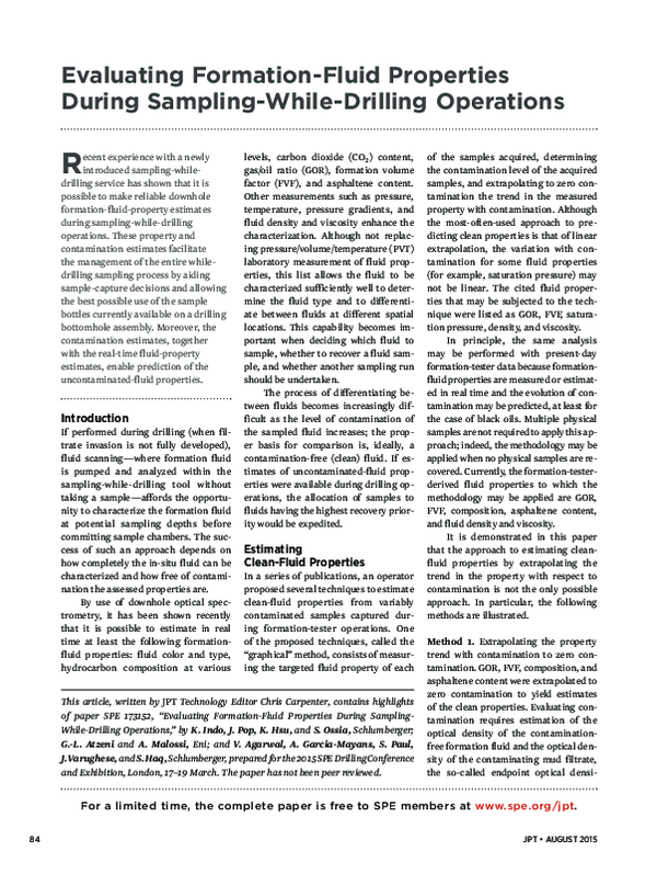(PDF) Evaluating Formation Fluid Properties During Sampling-While ...