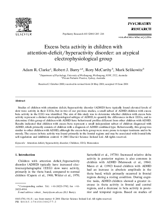 (PDF) Excess beta activity in children with attention-deficit ...