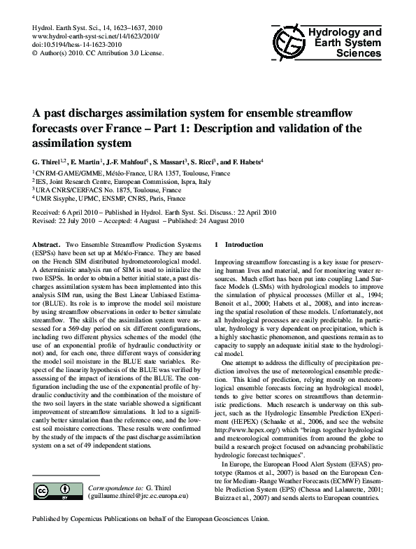 (PDF) A past discharges assimilation system for ensemble streamflow ...