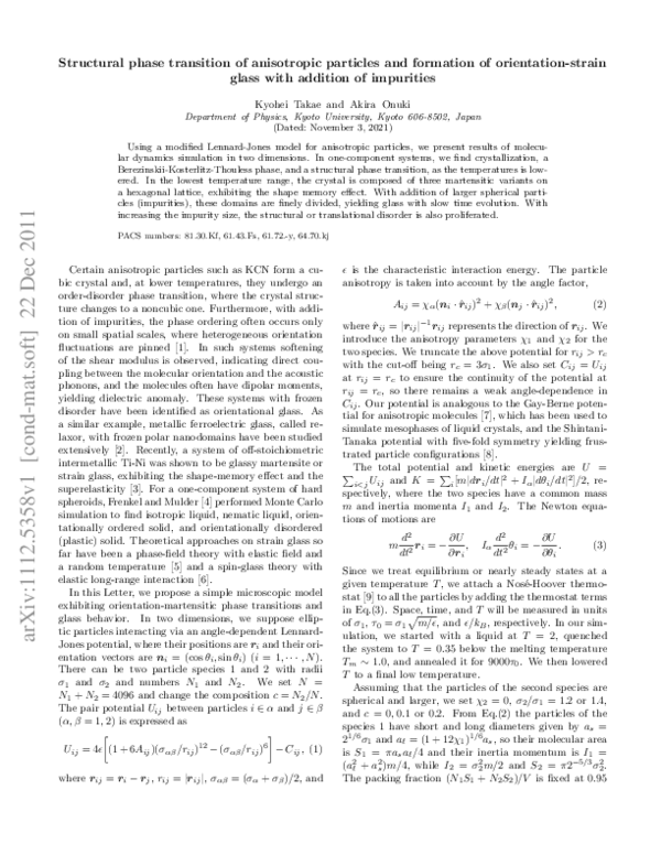 (PDF) Structural phase transition of anisotropic particles and formation of orientation-strain ...