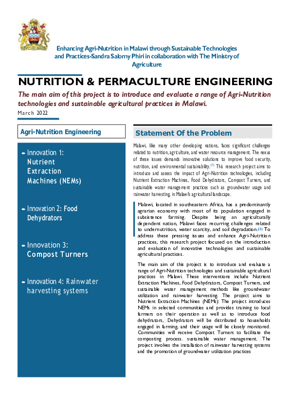 (PDF) Enhancing Agri-Nutrition in Malawi through Sustainable ...