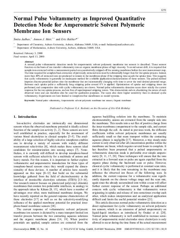 (PDF) Normal Pulse Voltammetry as Improved Quantitative Detection Mode ...