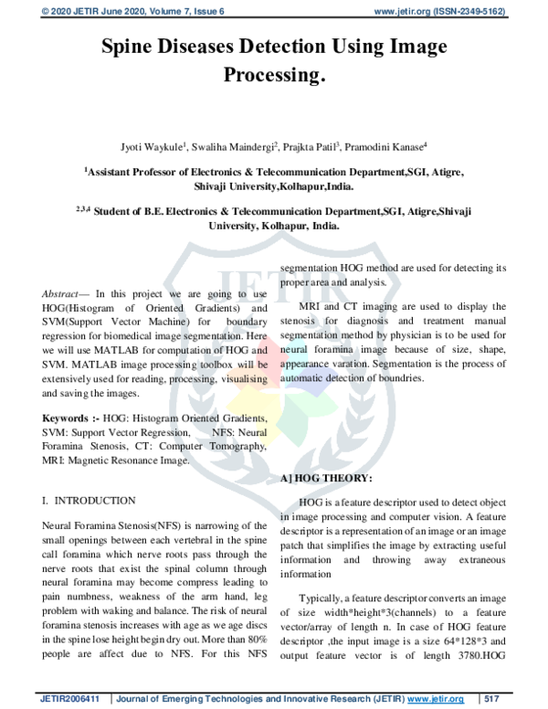 (PDF) Spine Diseases Detection Using Image Processing