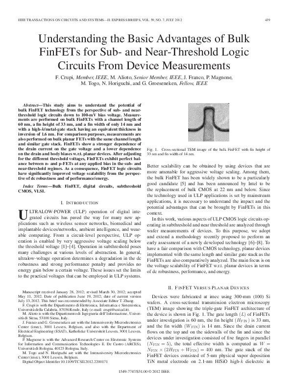 (PDF) Understanding the Basic Advantages of Bulk FinFETs for Sub- and Near-Threshold Logic ...