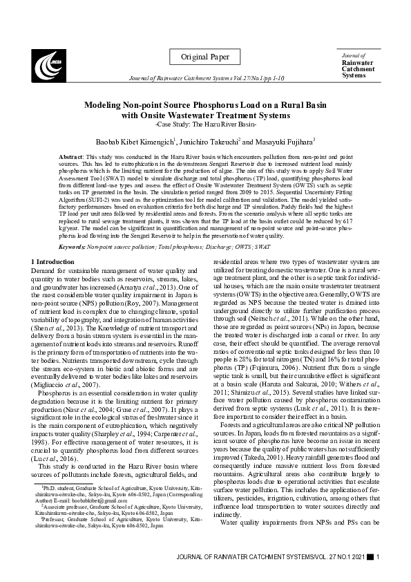 (PDF) Modeling Non-point Source Phosphorus Load on a Rural Basin with Onsite Wastewater ...