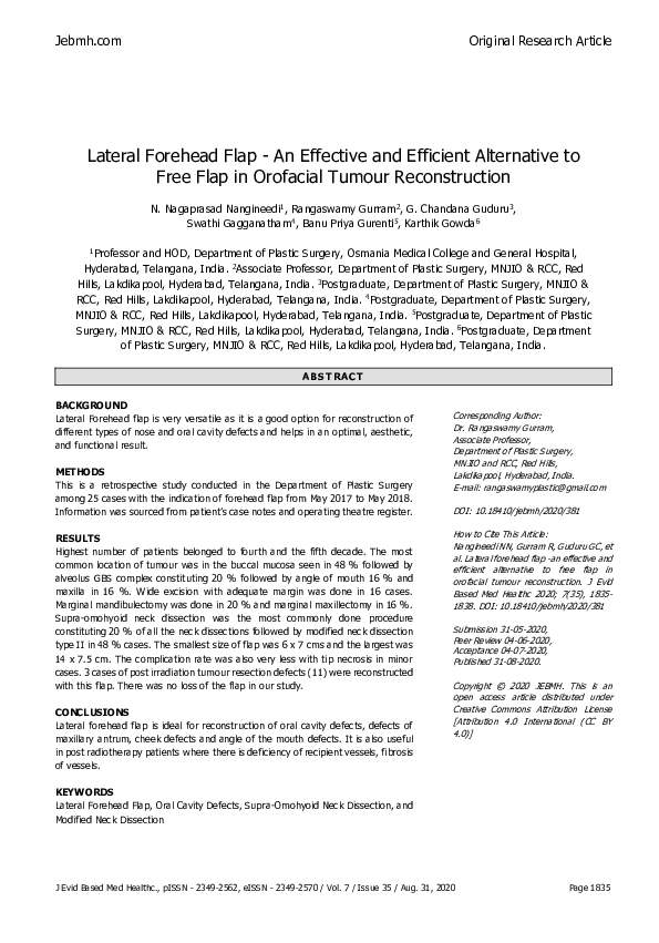 (PDF) Lateral Forehead Flap - An Effective and Efficient Alternative to ...