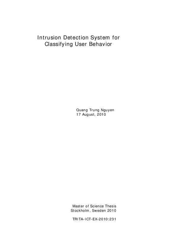 (PDF) Intrusion Detection System for Classifying User Behavior | MINH ... (PDF) Intrusion Detection System for Classifying User Behavior | MINH ...