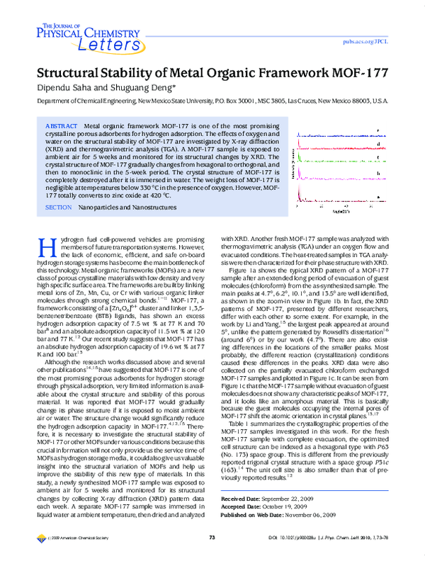 (PDF) Structural Stability of Metal Organic Framework MOF-177