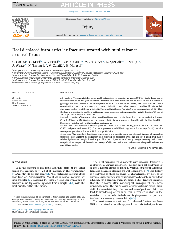 (PDF) Heel displaced intra-articular fractures treated with mini ...