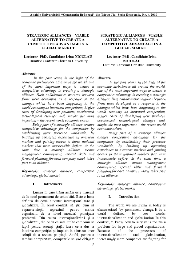 (PDF) Strategic alliances viable alternative to create a competitive ...