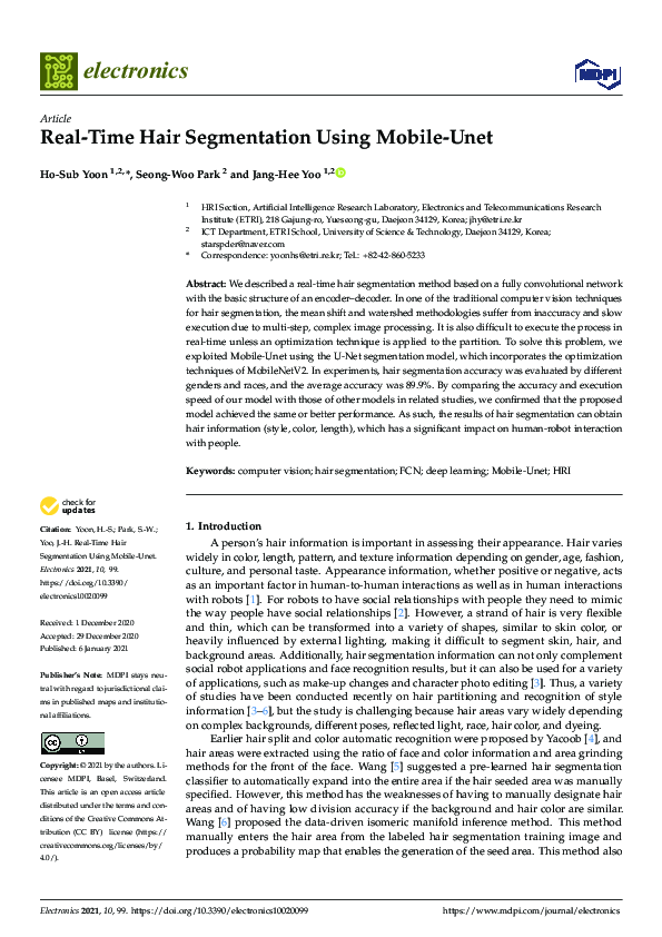 (PDF) Real-Time Hair Segmentation Using Mobile-Unet (PDF) Real-Time Hair Segmentation Using Mobile-Unet