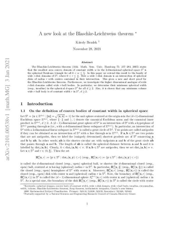 (PDF) A new look at the Blaschke-Leichtweiss theorem ∗
