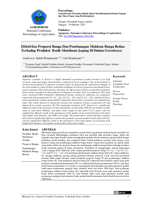 (PDF) Efektivitas Proporsi Bunga Dan Pembuangan Mahkota Bunga Betina ...