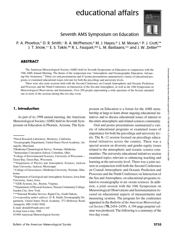 (PDF) Seventh AMS Symposium on Education | Eugene Takle - Academia.edu