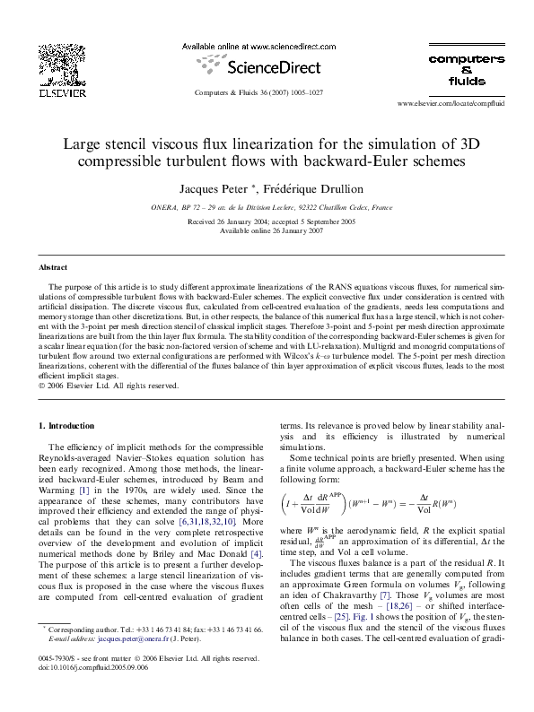 (PDF) Large stencil viscous flux linearization for the simulation of 3D compressible turbulent ...