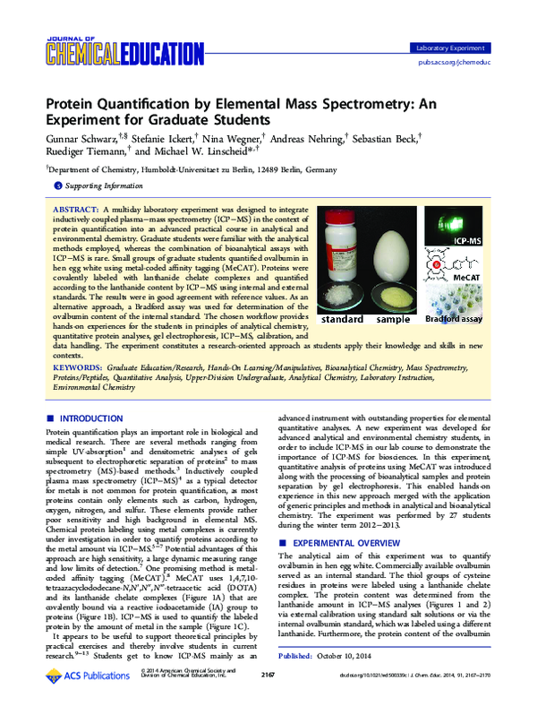 (PDF) Protein Quantification via ICP-MS Experiment