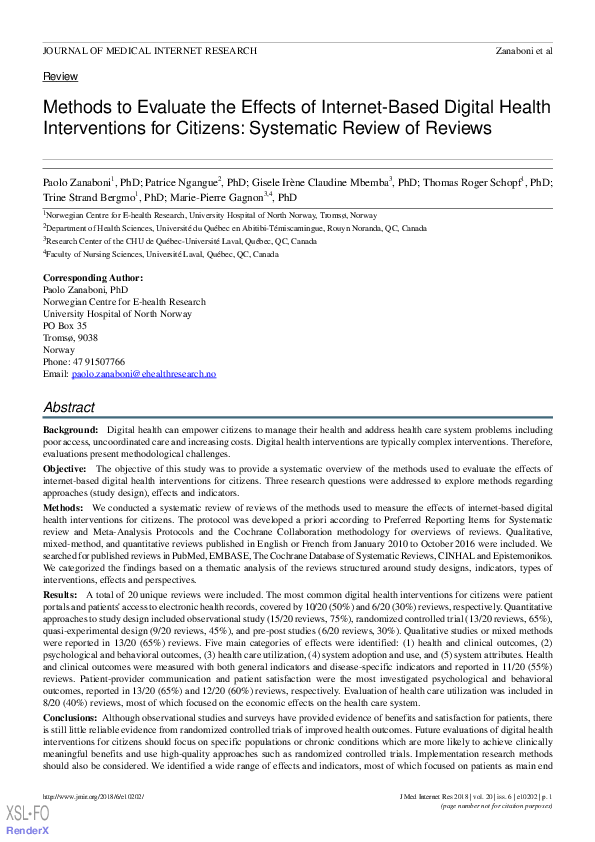 (PDF) Methods to Evaluate the Effects of Internet-Based Digital Health ...