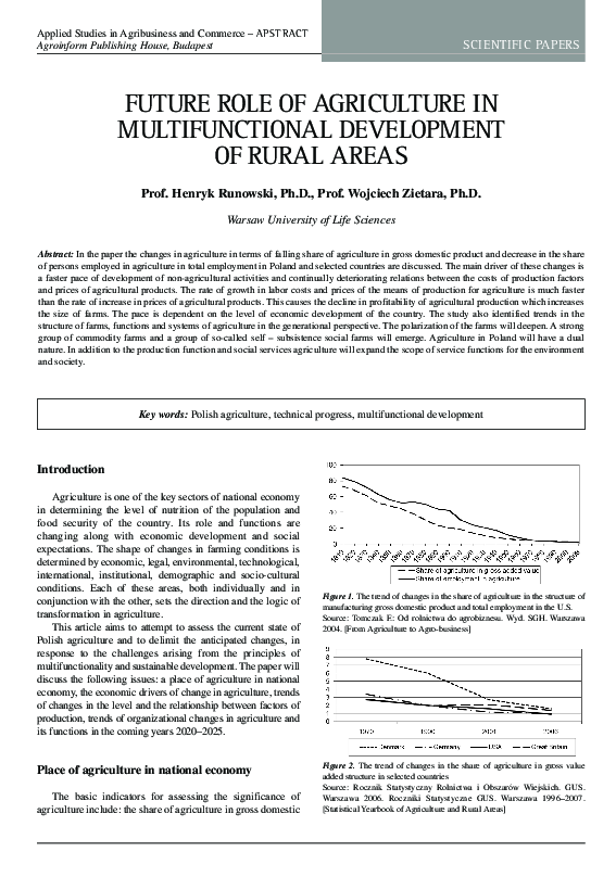 (PDF) Future role of agriculture in multifunctional development of ...