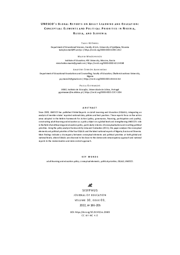 (PDF) UNESCO’s Global Reports on Adult Learning and Education