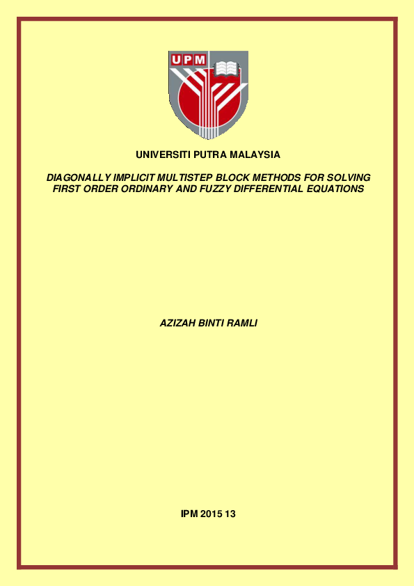 (PDF) Diagonally implicit multistep block methods for solving first order ordinary and fuzzy ...