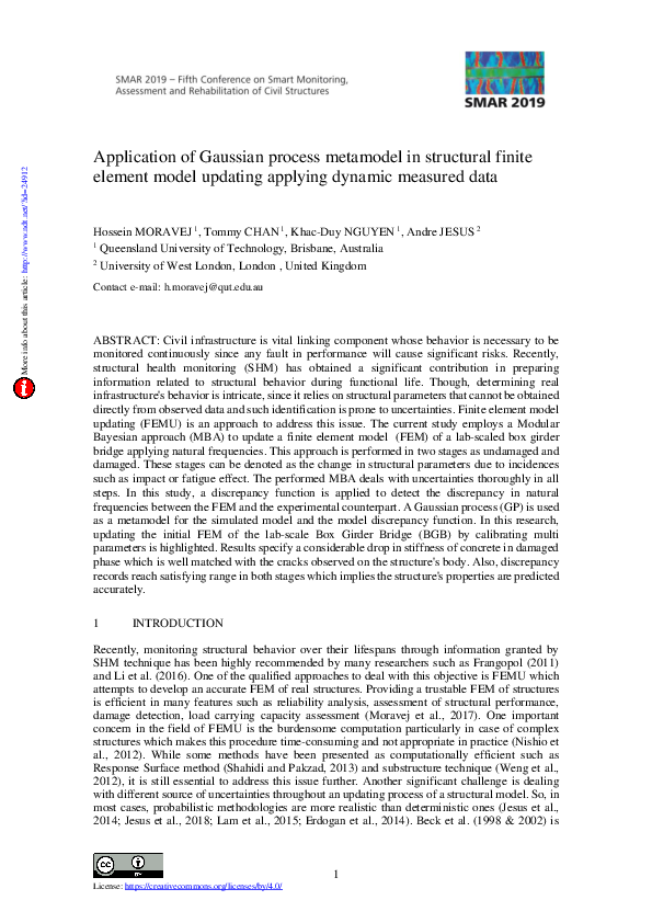 Pdf Application Of Gaussian Process Metamodel In Structural Finite