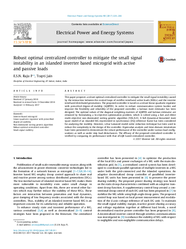 (PDF) Robust optimal centralized controller to mitigate the small ...