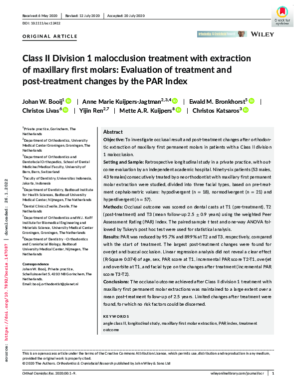 (PDF) Class II Division 1 malocclusion treatment with extraction of ...
