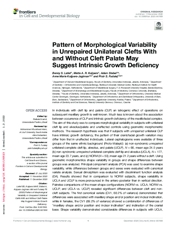 (PDF) Pattern of Morphological Variability in Unrepaired Unilateral ...