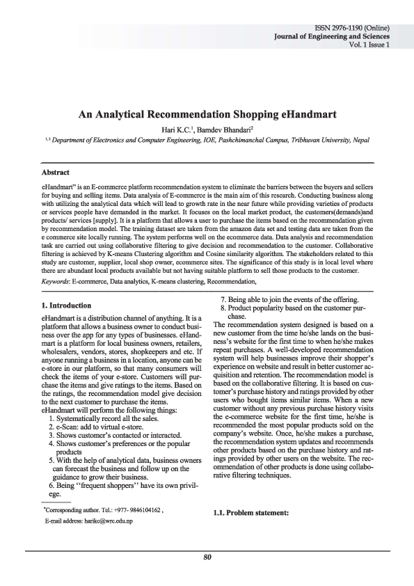 (PDF) An Analytical Recommendation Shopping eHandmart | Bamdev Bhandari ... (PDF) An Analytical Recommendation Shopping eHandmart | Bamdev Bhandari ...